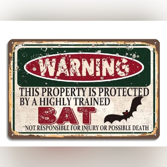 Wall Decor | Bat Warning Sign | Poshmark